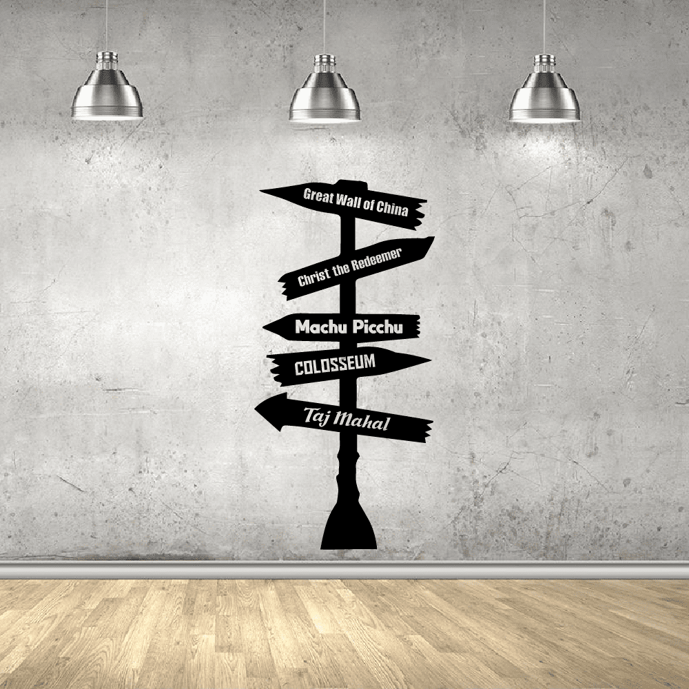 Wonders of the World Pathway Sign Signage Cartoon Wall Sticker Art ...