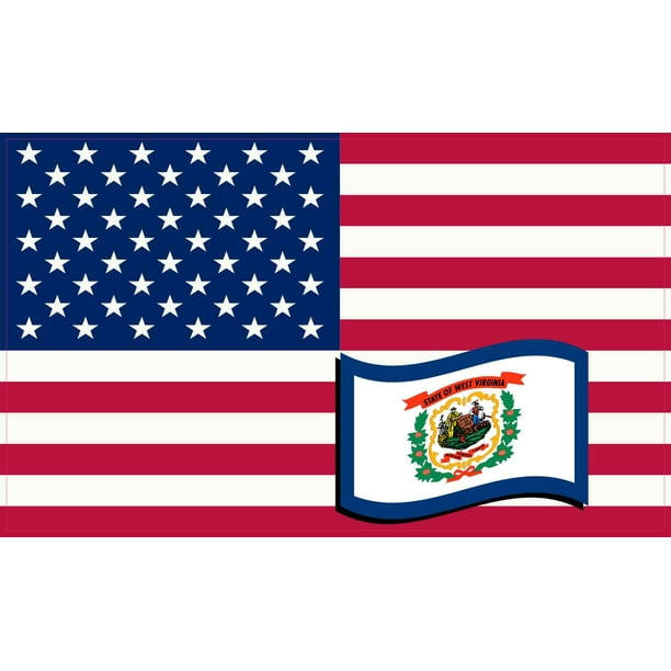 10X6 United States Of America and West Virginia Flag Sticker Vinyl ...