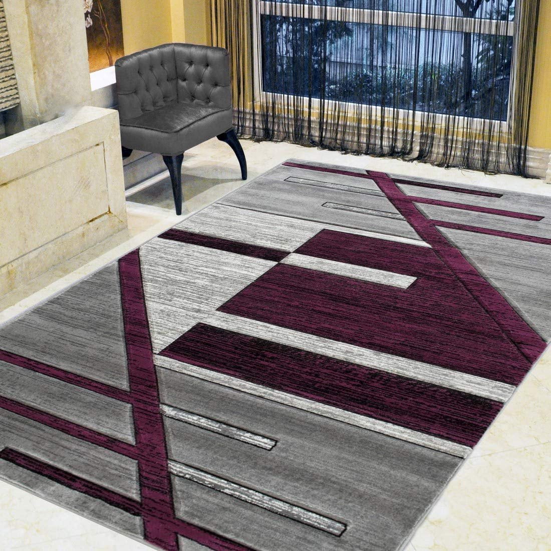 Monochromatic Rug/Linier Design Modern Contemporary Hand Carved Area ...