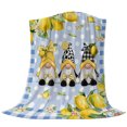 Blue Lemons Fleece Throw Blanket Gnomes Summer Fruit Flower Botanical ...