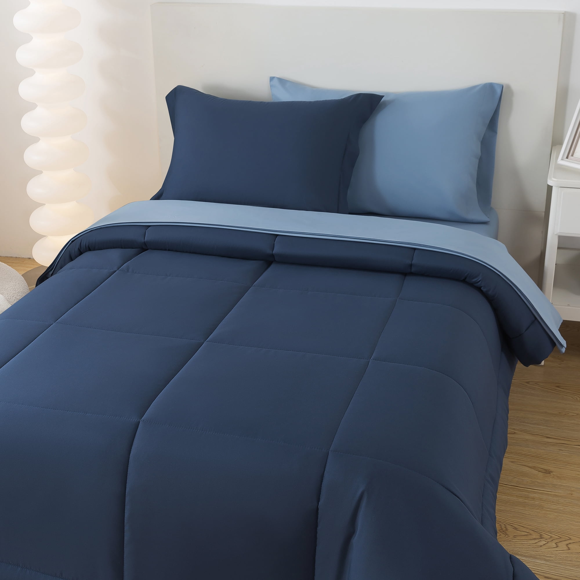 Click here for Mainstays 5-Piece Navy Bed In A Bag  Twin-Xl prices