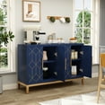 HLR 48" Modern Wood Credenzas & Sideboards with Gold Trim, Storage ...