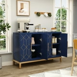 HLR 48" Modern Wood Credenzas & Sideboards with Gold Trim, Storage ...