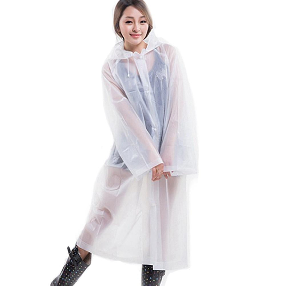 Adult Portable Raincoat Rain Poncho with Hoods and Sleeves See Through ...
