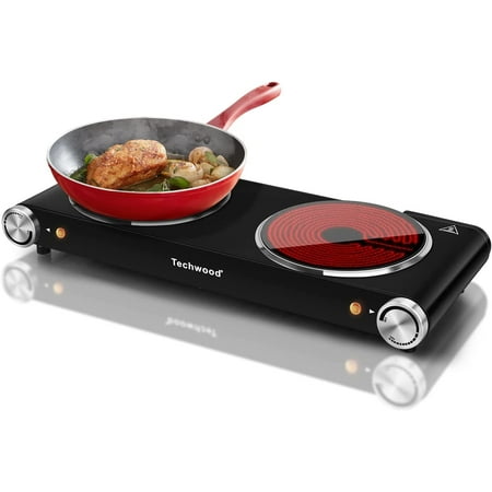 Techwood 1800W Electric Hot Plate, Countertop Stove Double Burner for ...