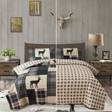 Green Esssen Reversible Moose Quilt Set Twin Size Green Black Plaid ...