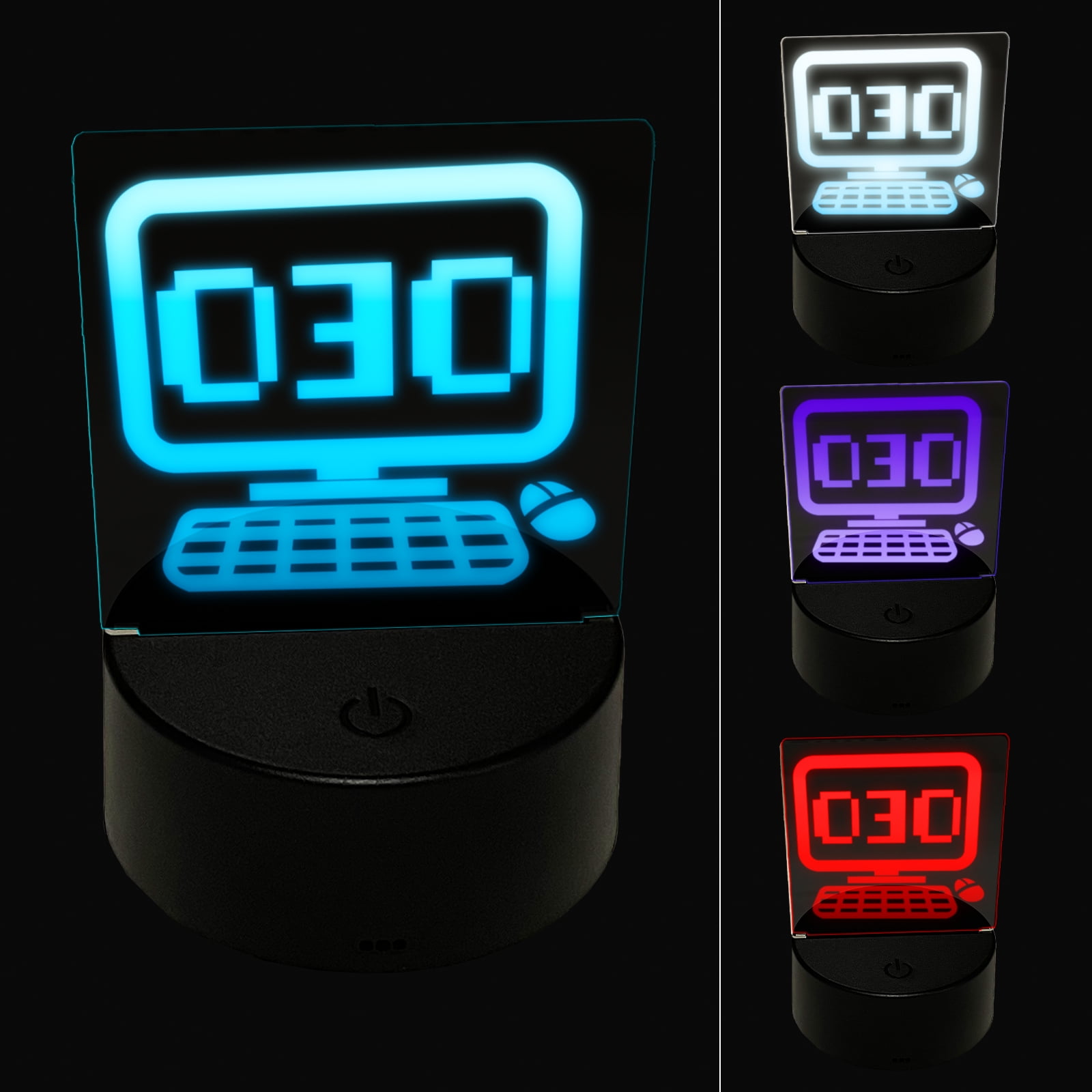 Kissing Kawaii Computer Face Emoticon LED Night Light Sign 3D Illusion ...