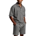Mens Summer Outfits 1/4 Button Down Waffle Short Sleeve Golf Polo Shirt ...