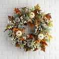18 Inch Fall Harvest Leaves Wreath for Front Door with Maple Leaf ...