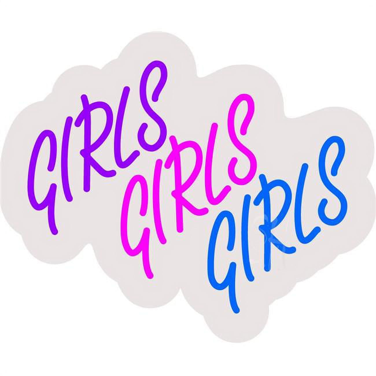 Everything Neon Girls Girls Girls Contoured Clear Backing LED Neon Sign ...