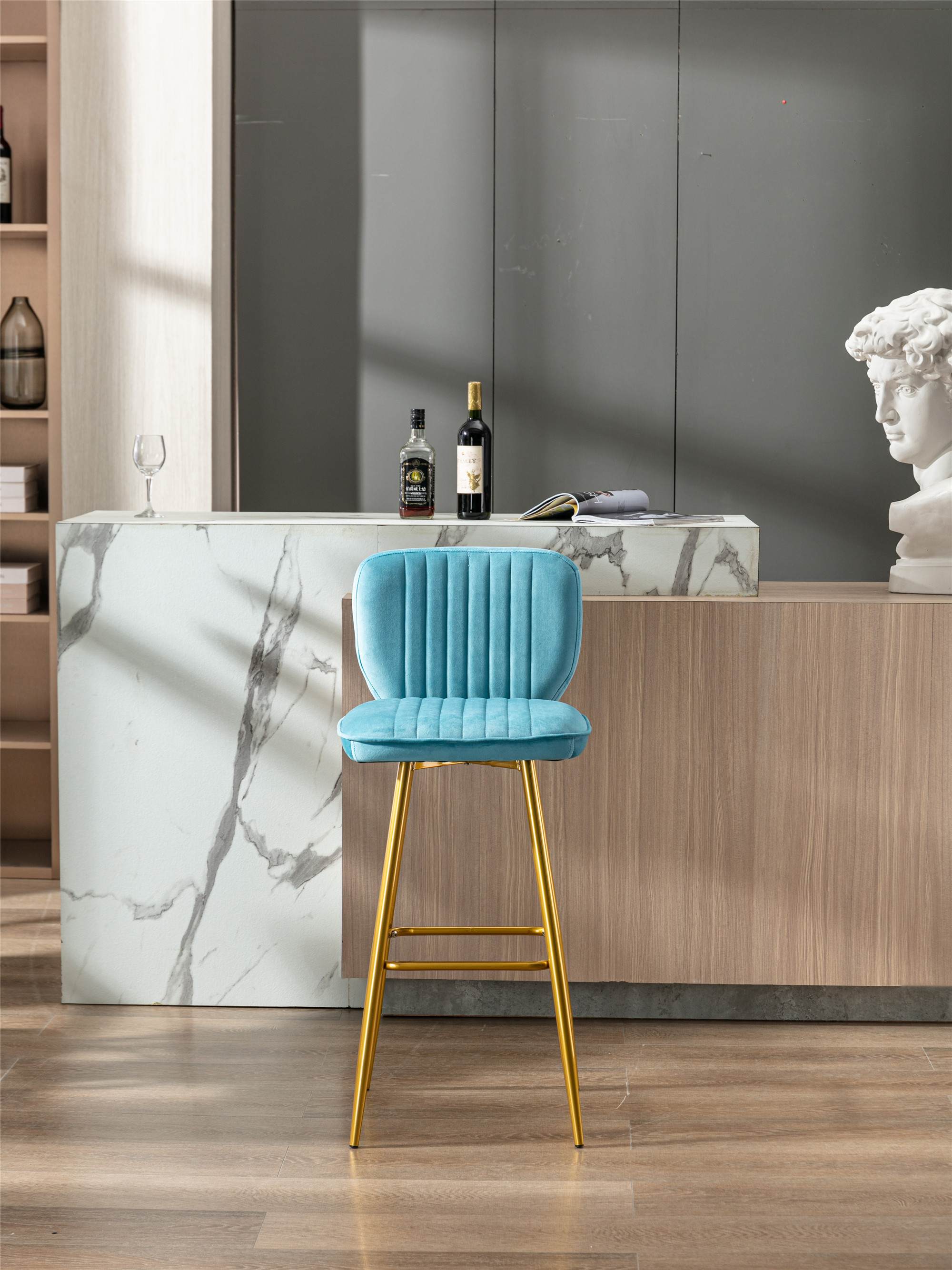 Bar Stool with Back and Footrest, Counter Height Dining Chairs Kitchen ...