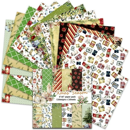 Bail Scrapbook Paper, 24 Sheets Christmas Craft Scrapbooking Paper Pad ...