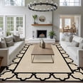 Art Frame Washable Area Rug 5x8 Geometric Black Morocco Printed Border ...