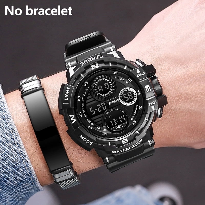 Black Digital Watch for Men Sports Watches Waterproof Outdoor ...