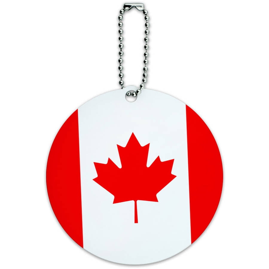 Canada National Country Flag Round Luggage ID Tag Card for Suitcase or ...