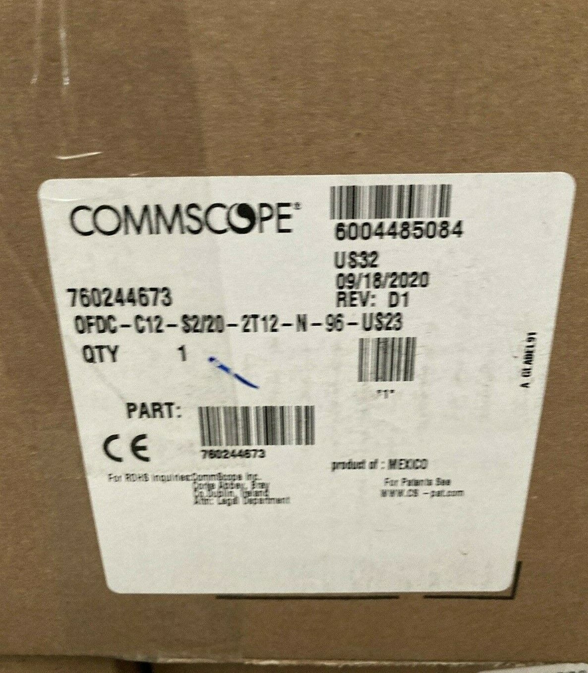 COMMSCOPE OFDC-C12-S2/20-2T12-N-96-US23 Fiber Optic Splice/Patch ...