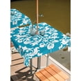 Classical Floral Square Outdoor Tablecloth with Umbrella Hole Blue ...