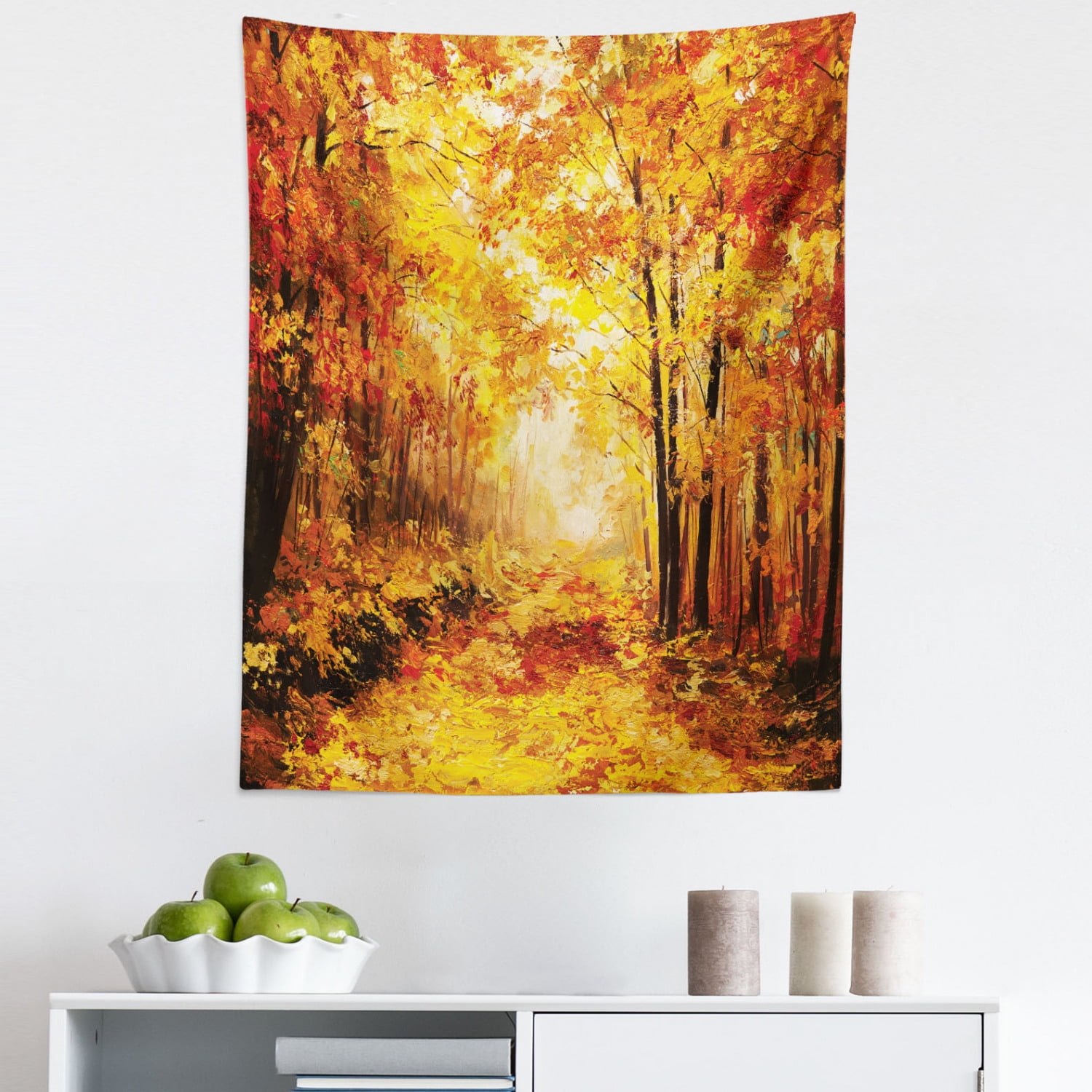 Nature Tapestry, Pale Shaded Autumn in the Forest Pastoral Calm Simple ...