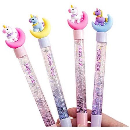 6 Pack Unicorn Moon Ballpoint Pen Glitter Liquid Sand Pen Bling Dynamic ...