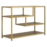 SAFAVIEH Reese 3-Tier Geometric Glam Console Table, Walnut/Gold ...