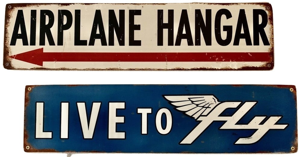 Set of Two Steel Pilot Signs, Airplane Hangar/Live to Fly, Made in USA ...