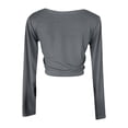 CUSTG Women Casual Blouses Summer Solid Color Long Sleeve Crop Tops ...