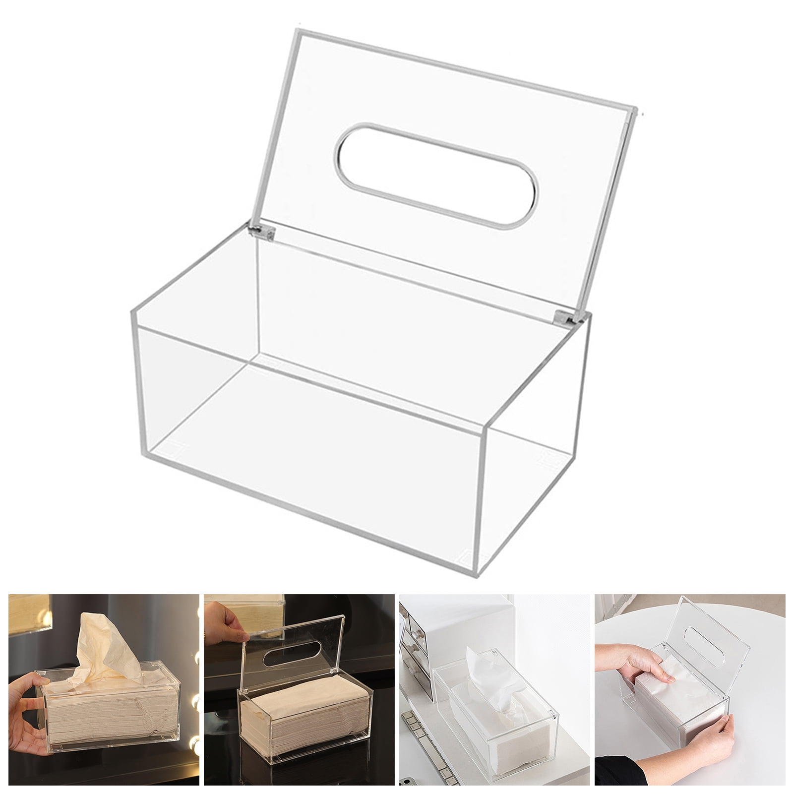 Hesroicy Tissue Box Waterproof Transparent Visible Acrylic Clear Napkin ...
