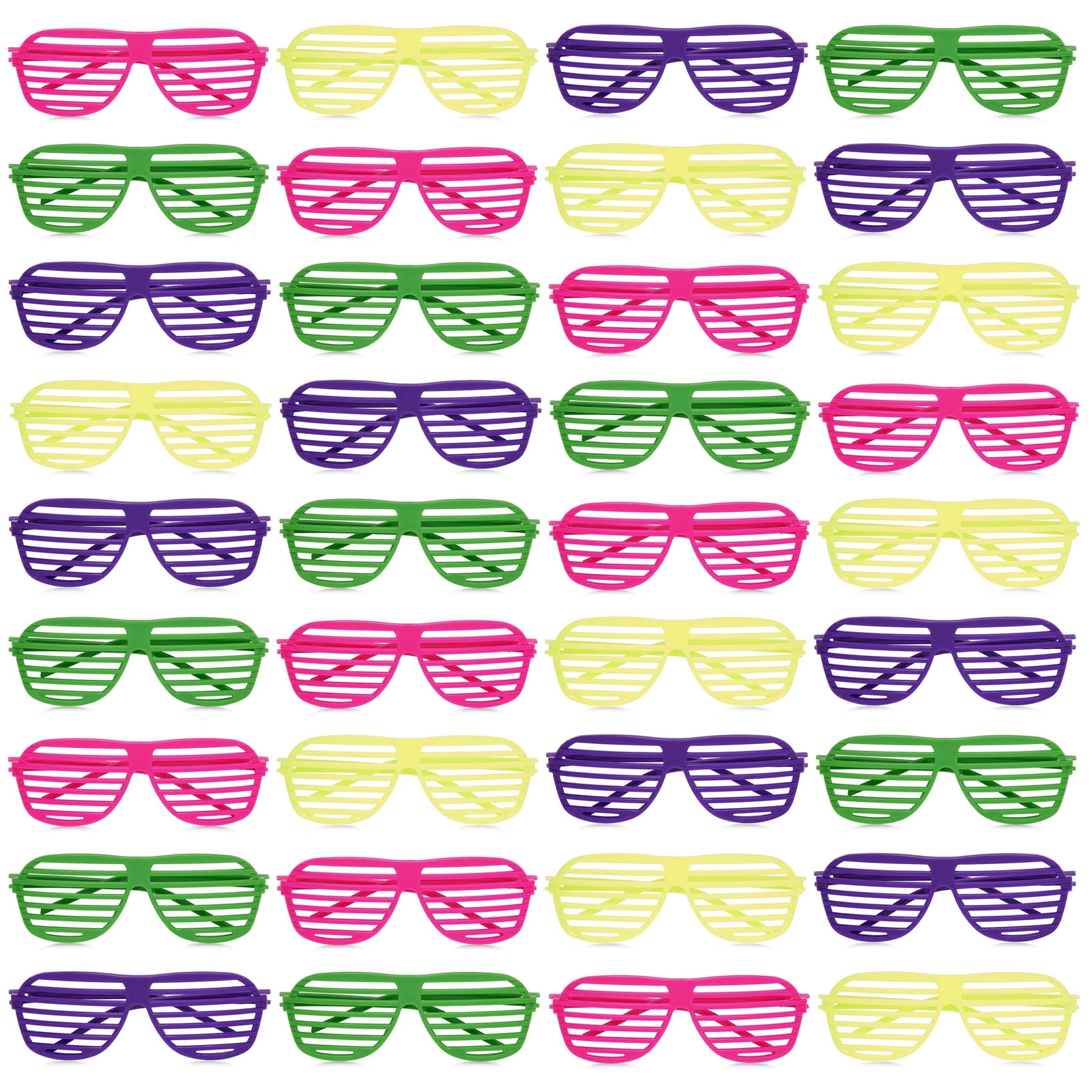 36 Pack Shutter Shades, 80s Retro Style Party Sunglasses for Props ...