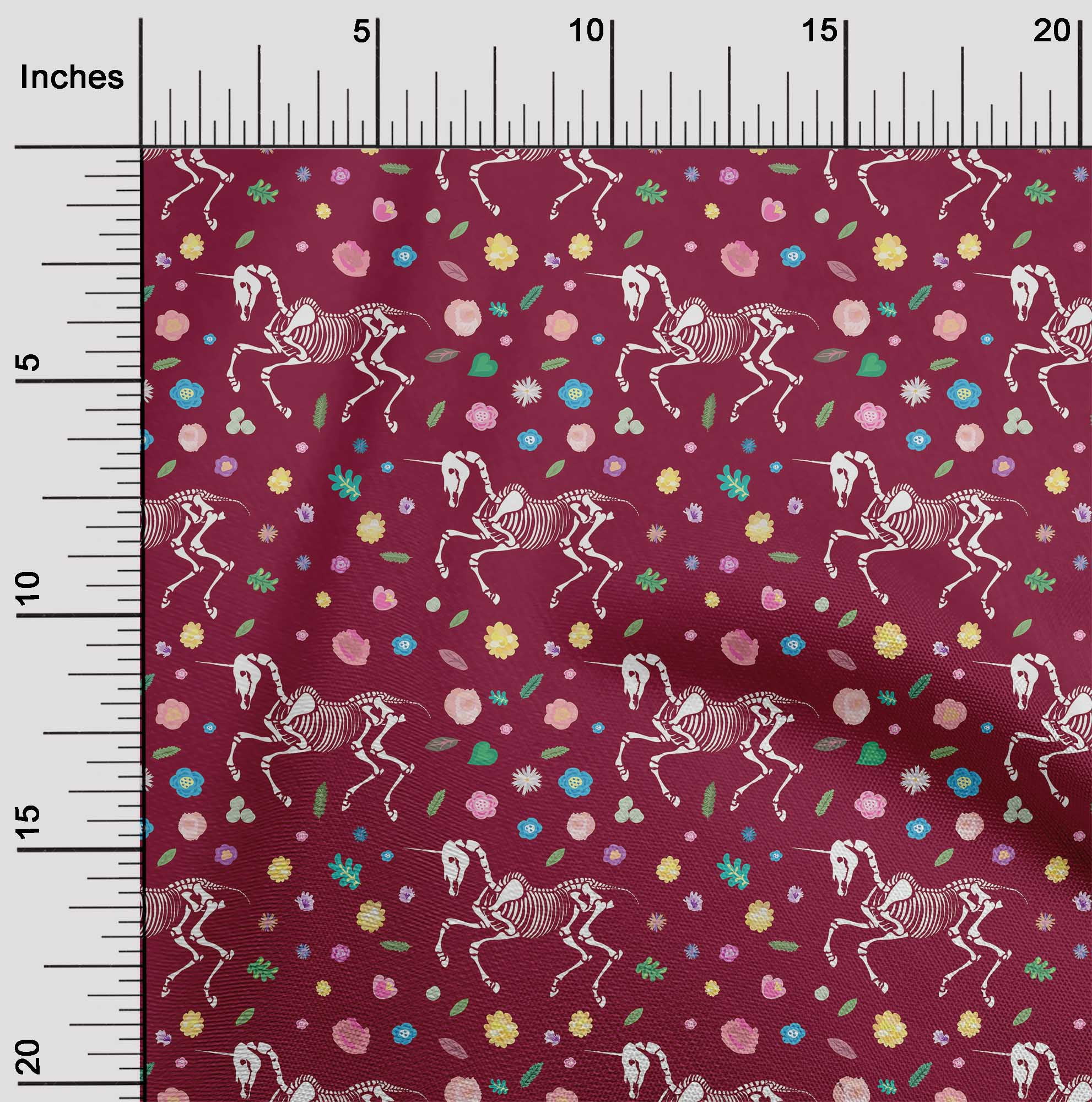 oneOone Cotton Jersey Maroon Fabric Skull Diy Clothing Quilting Fabric ...