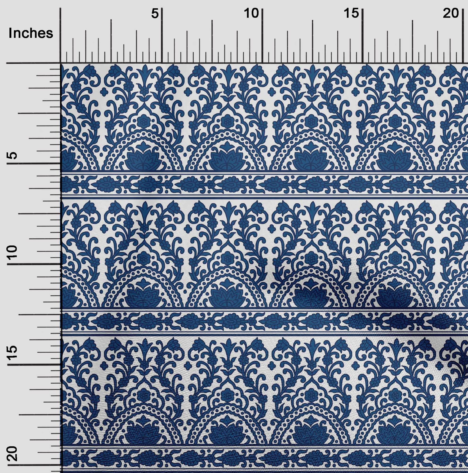 oneOone Cotton Poplin Navy Blue Fabric Leaves & Floral Block Dress ...