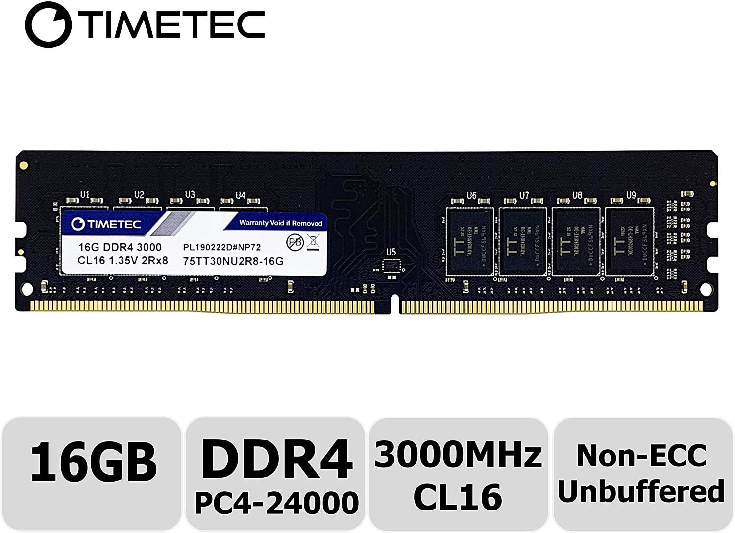Timetec Extreme Performance Hynix IC 16GB DDR4 3000MHz PC4-24000 CL16 1.35V Unbuffered Non-ECC ...