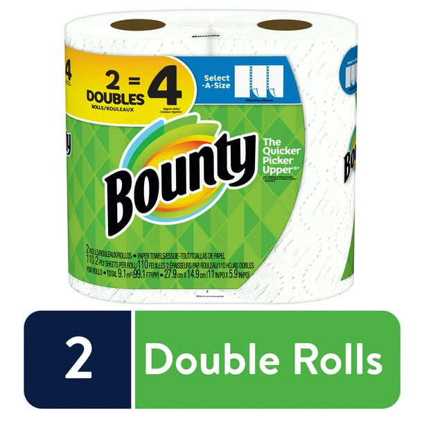 Bounty Select A Size Paper Towels White 2 Double Rolls 4 Regular Rolls Walmart bounty-select-a-size-paper-towels-white-2-double-rolls-4-regular-rolls-walmart