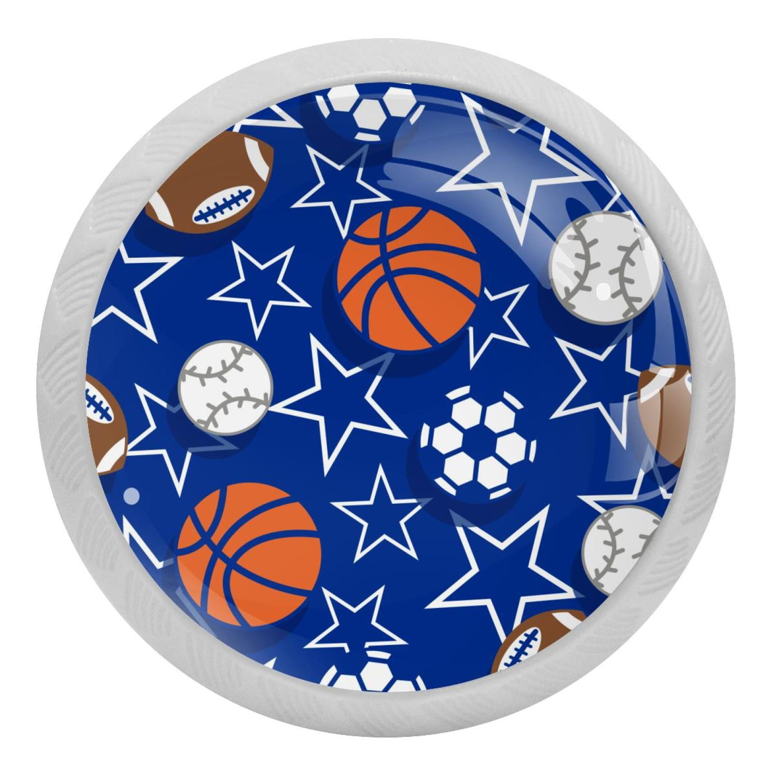 4PCS Round Basketball Soccer Football Cabinet Fluorescence Knob Glowing ...