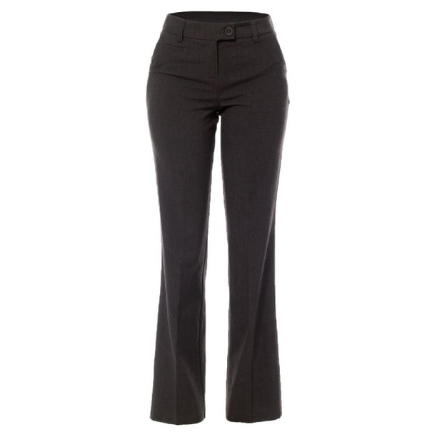 Made by Olivia Women's Solid Regular Rise Boot-Cut Stretch Office ...