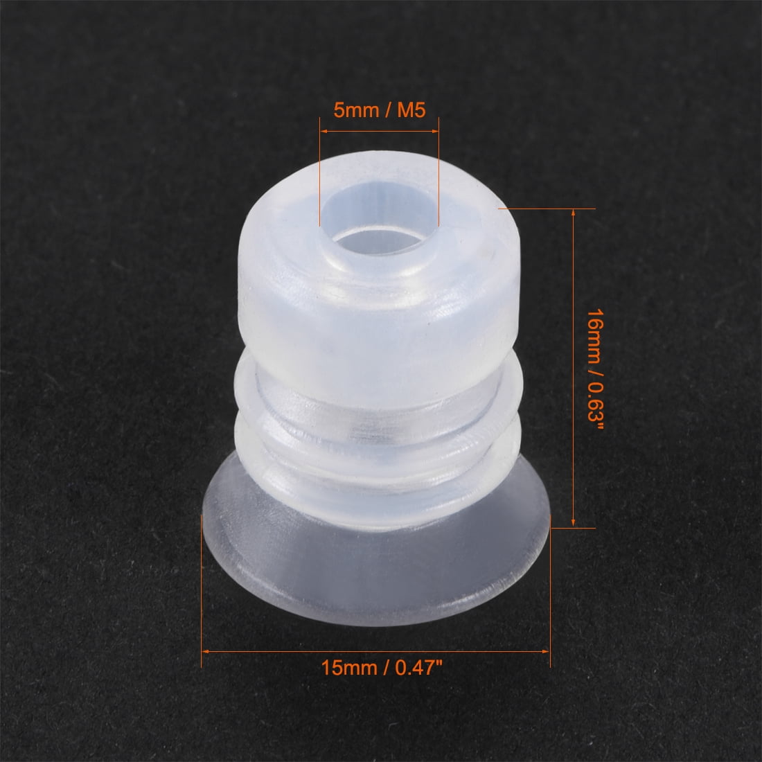 Clear White Silicone Waterproof Vacuum Suction Cup 15mmx5mm Bellows ...
