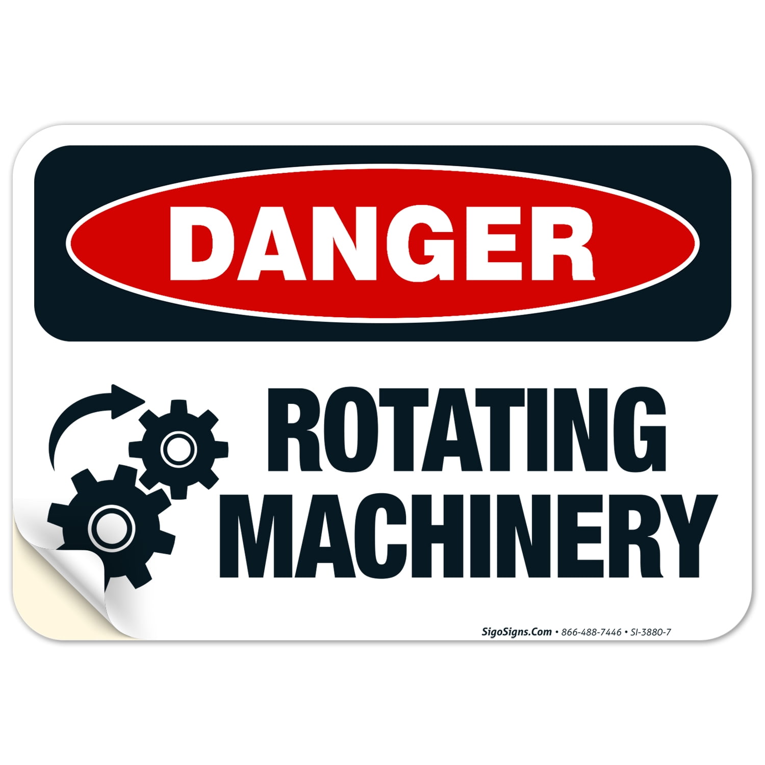 Rotating Machinery Sign, OSHA Danger Sign, 10x7 Vinyl Sticker - Walmart.com