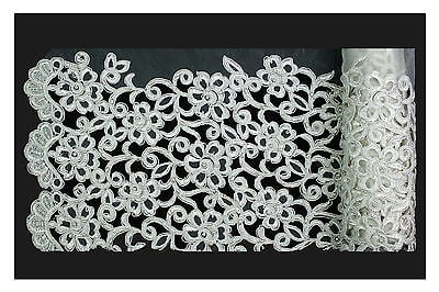 Lily 51" White Handsewn Beading Cording Hand Cut Out Detail Embroidered ...