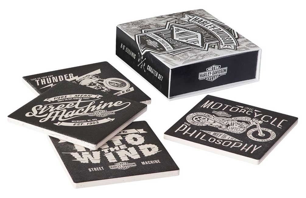 Harley-Davidson Street Machine Coaster Set, 4 Pack Ceramic Set, HDL ...