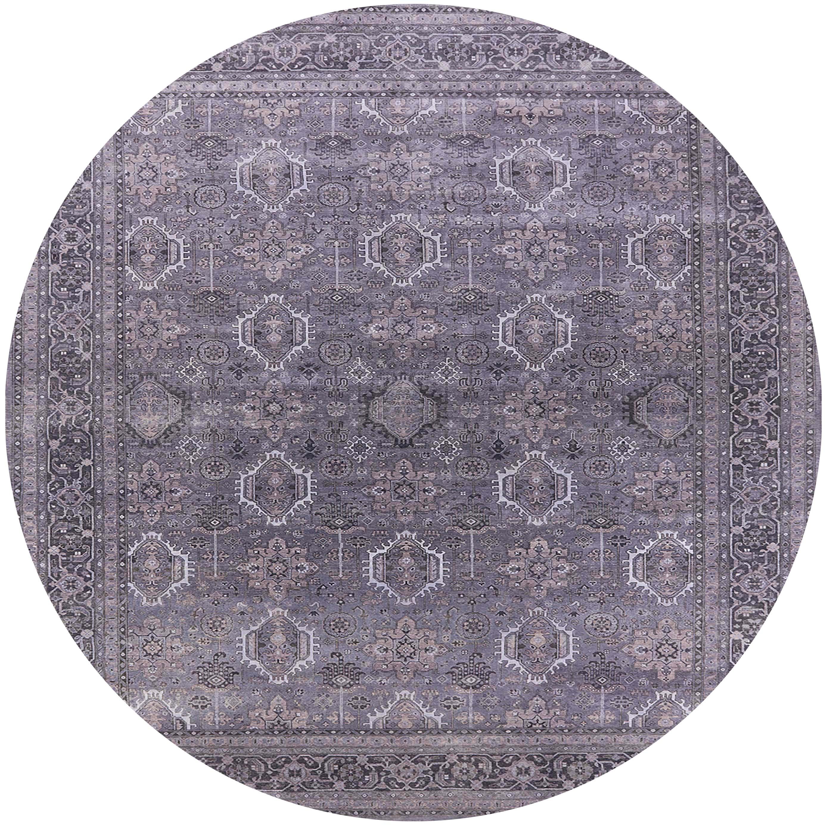 Ahgly Company Indoor Round Mid-Century Modern Dark Gray Oriental Area ...