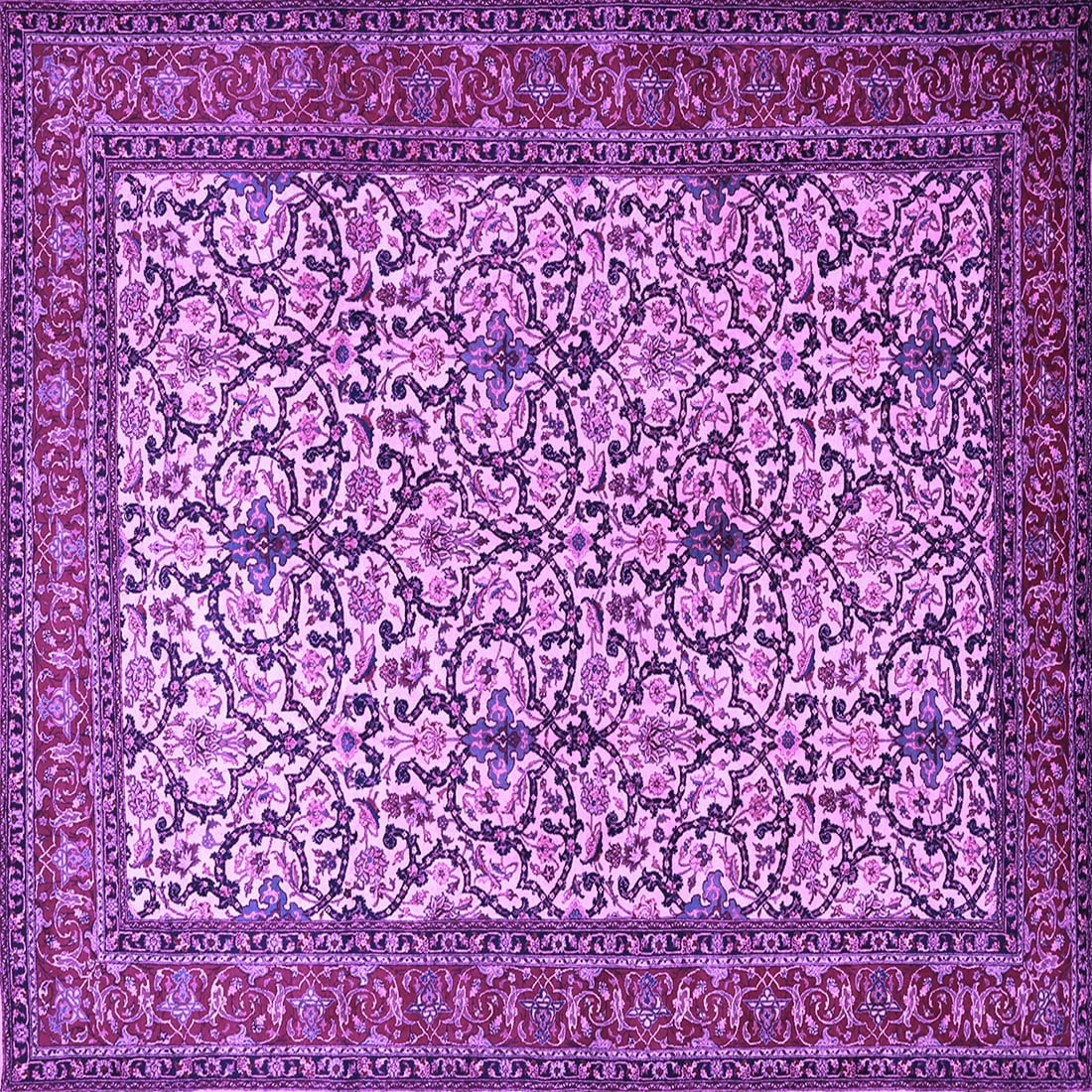 Ahgly Company Indoor Square Persian Purple Traditional Area Rugs, 7 ...