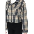 Cali1850 Women's Plaid Flannel Cropped Long Sleeve Shacket Button Down ...