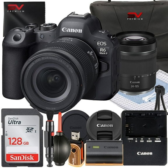 Canon EOS R6 Mark II Mirrorless Camera with RF 24-105mm Lens + EF 75 ...