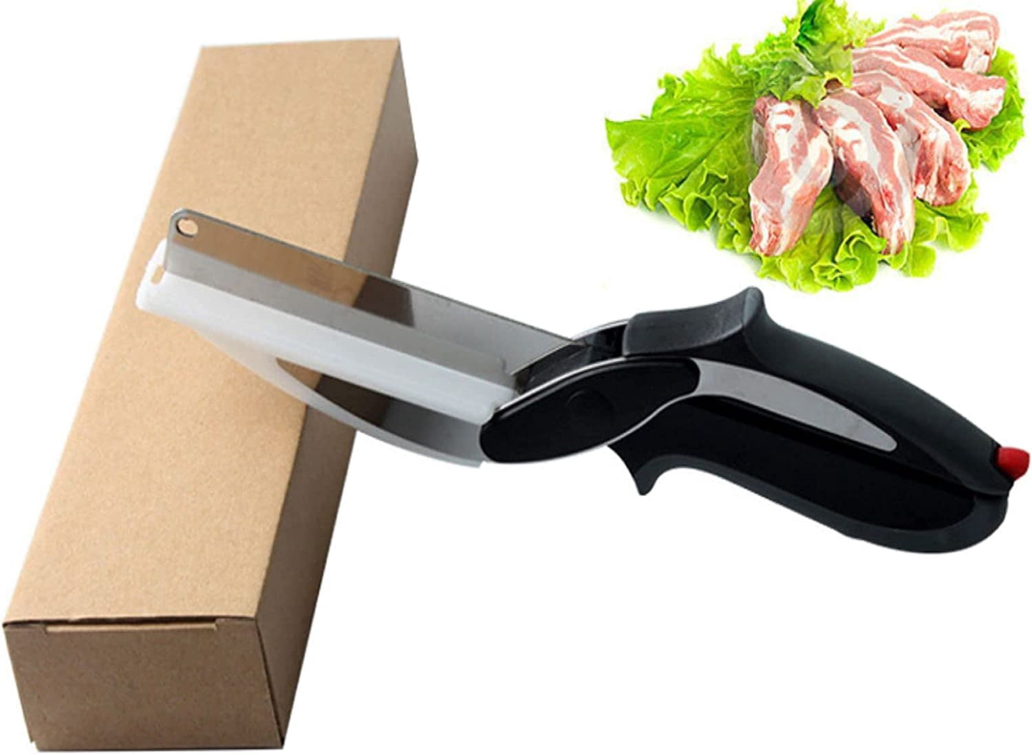 Food Cutter Kitchen Scissors, Salad Chopper Vegetable Cutter with Built ...