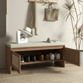 Natural PP Rattan Storage Bench, Faux Rattan Shoe Cabinet with Cushion ...