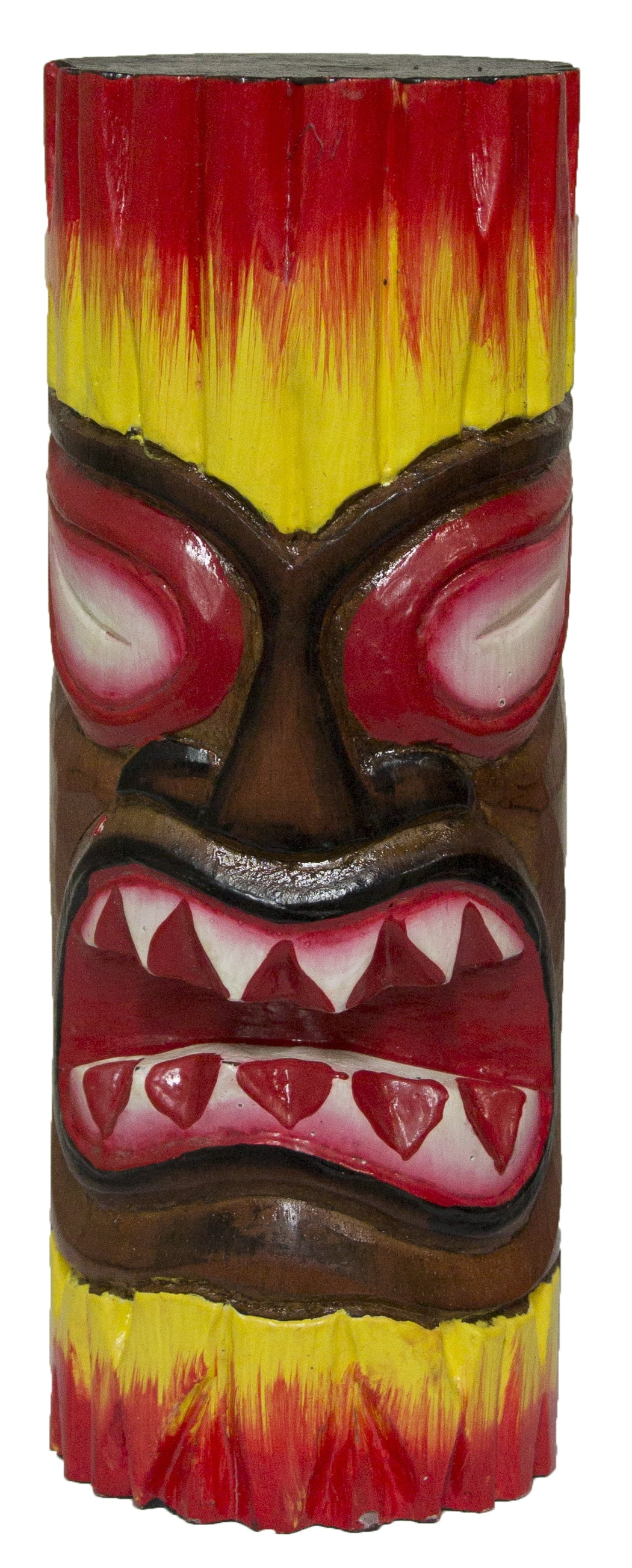 Hand Carved Hand Painted 10 Inch Large Tiki Totem Pole - Full Fire ...