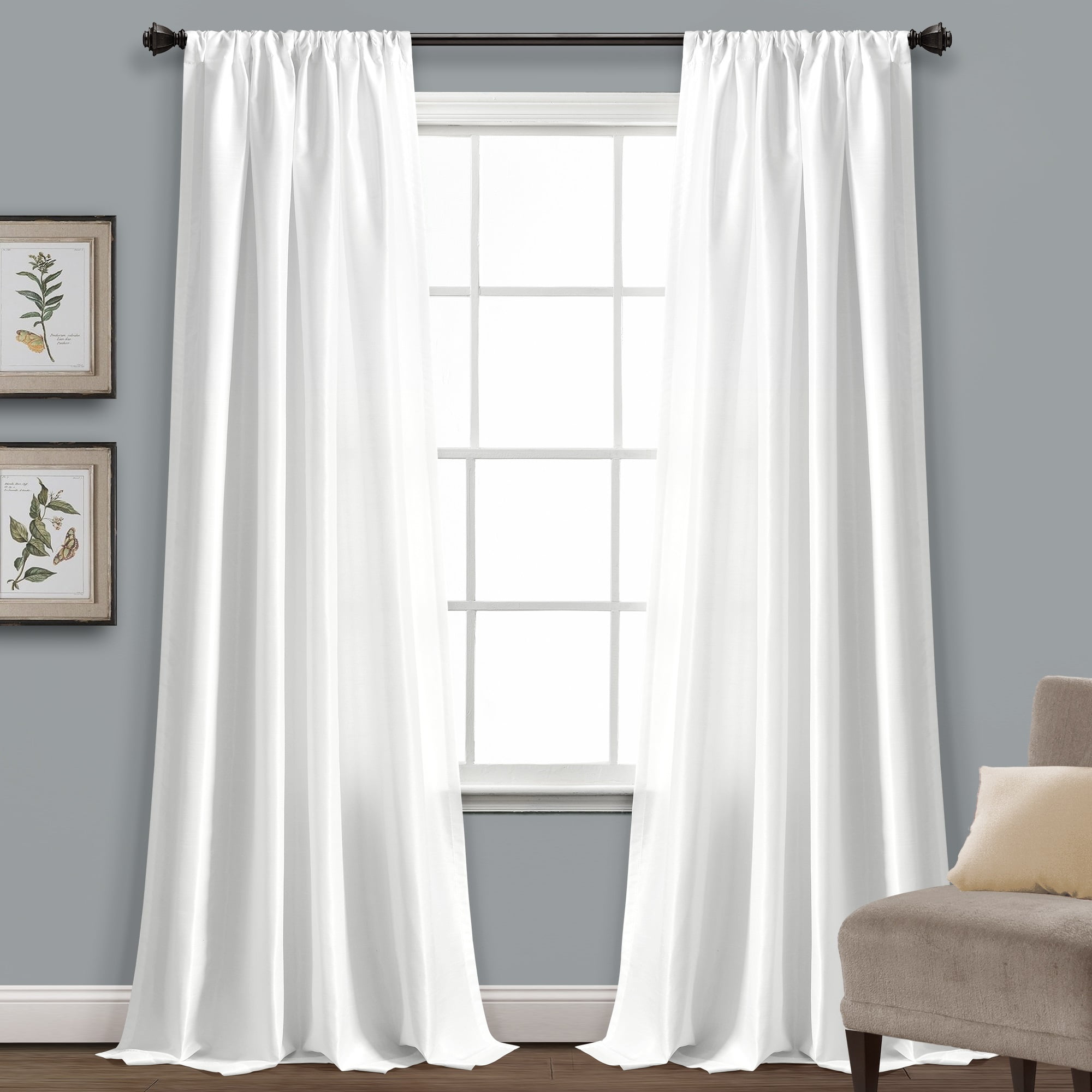 Lush Decor Venetian 84" x 54" Solid White 3" Rod Pocket Single Window ...