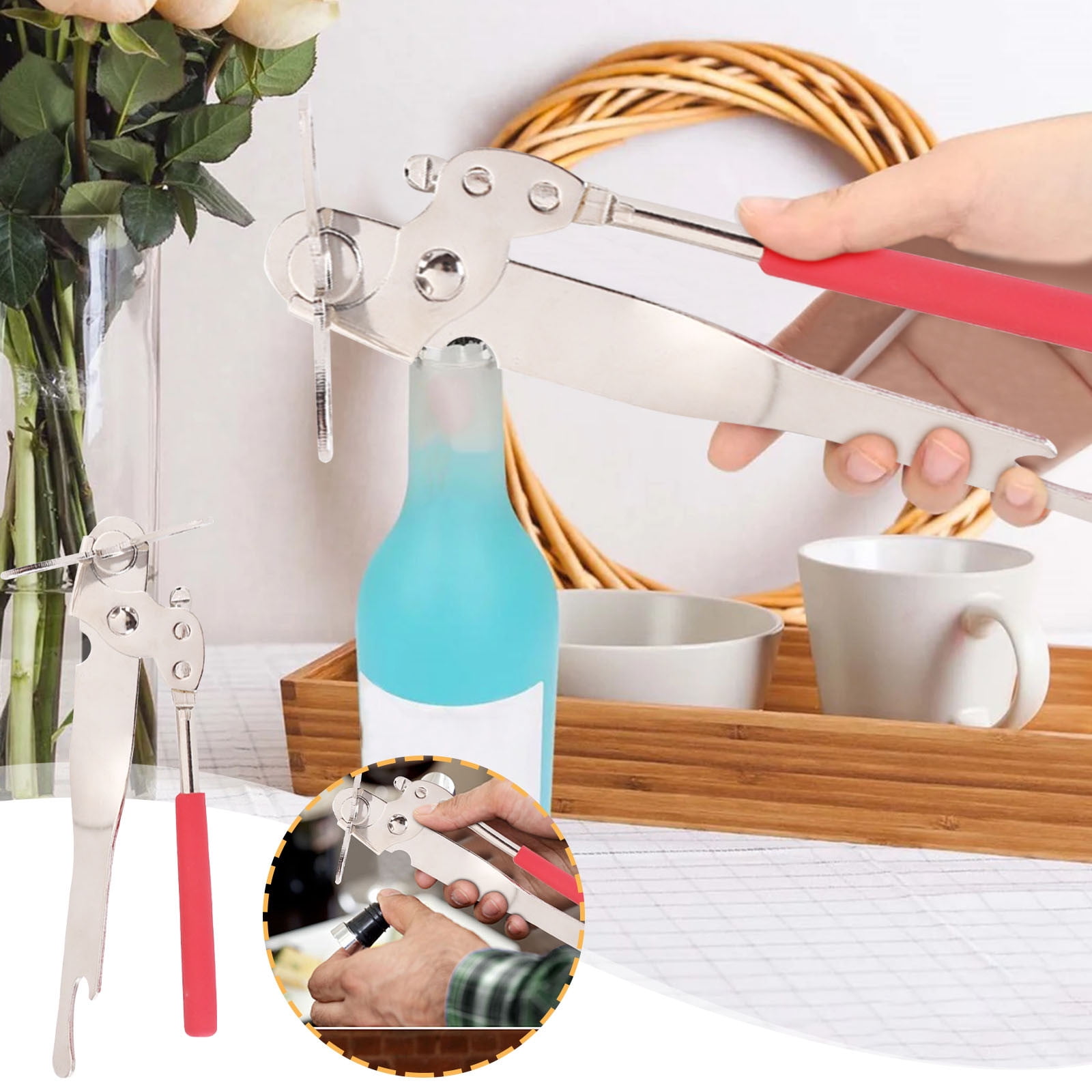 Abrelatas multifuncional para botellas y latas | Mango ergonómico para ...