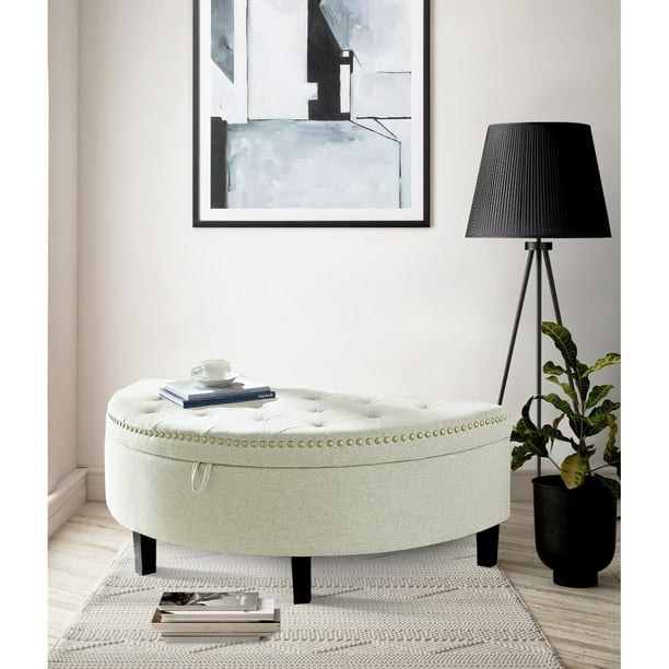 Iconic Home Sarah Linen Modern Contemporary Button Tufted Gold Nailhead ...