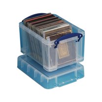 "Really Useful Box® Stackable Clear Plastic Storage Box with Lid and ...