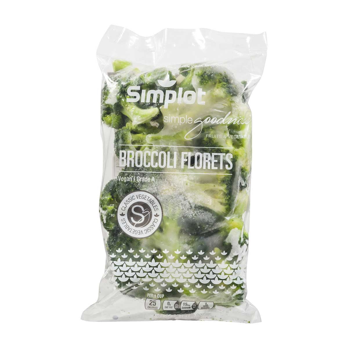 Simplot Broccoli Florets - 2 lb. poly wrap packages, 12 packages per ...
